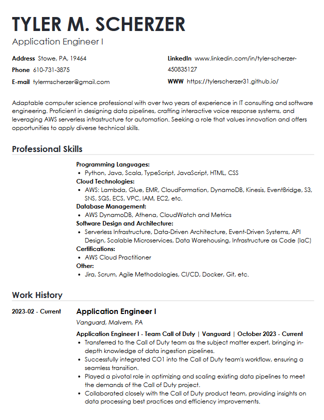 Tyler Scherzer Resume